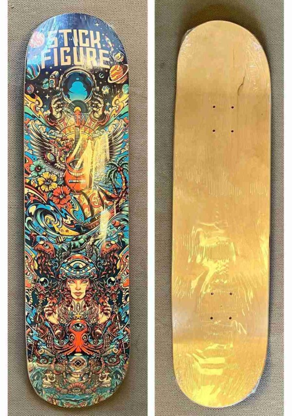 Stick Figure Field of Dreams Skate Deck – Natural Top – Shaka Swags